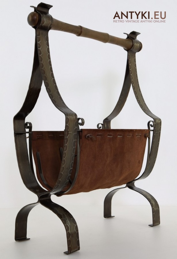 Wyjątkowy gazetnik zamkowy z kutego metalu i skóry naturalnej – styl ...